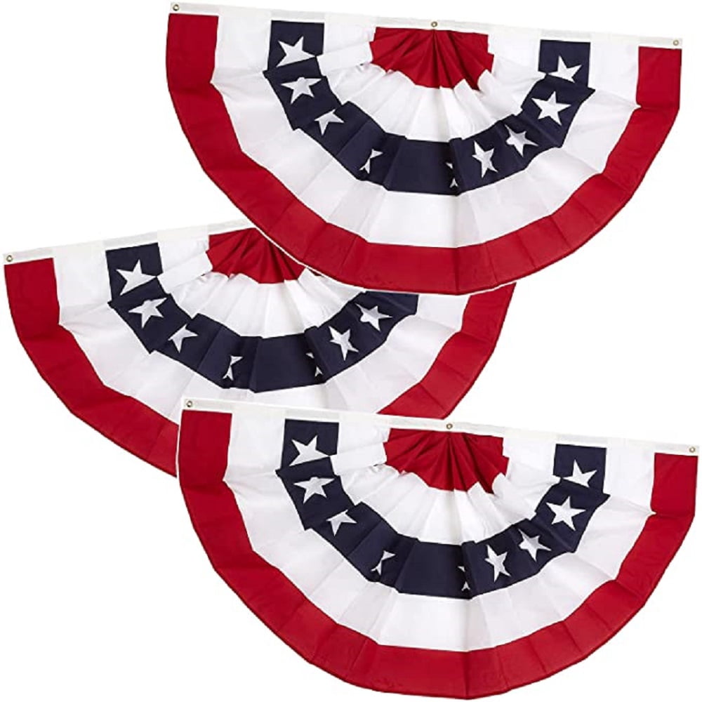 3 Pieces 4th of July Bunting Flag American Pleated Fan Flag USA Flags ...