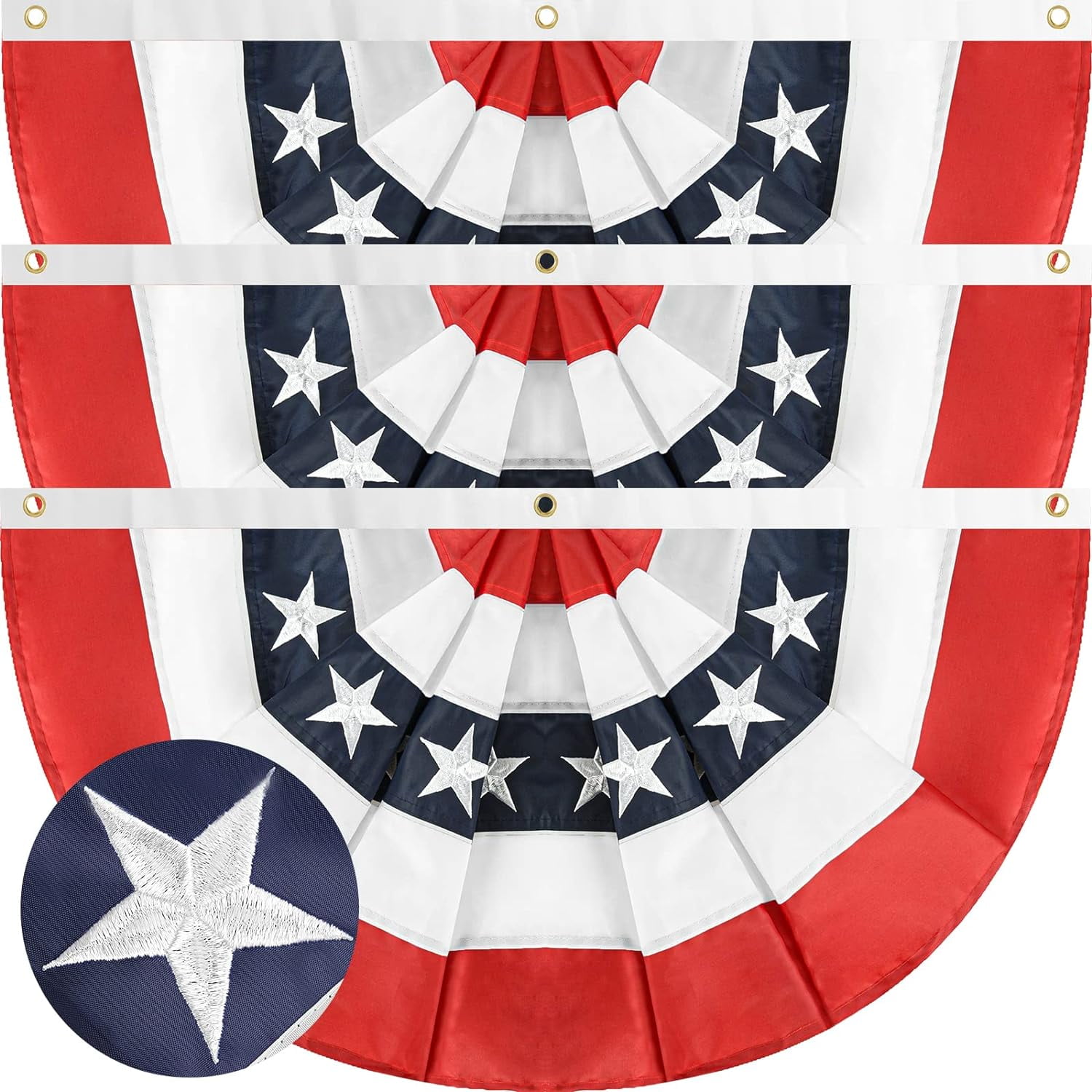 3 Pieces 4th Of July Bunting Flag American Pleated Fan Flag Usa Flags