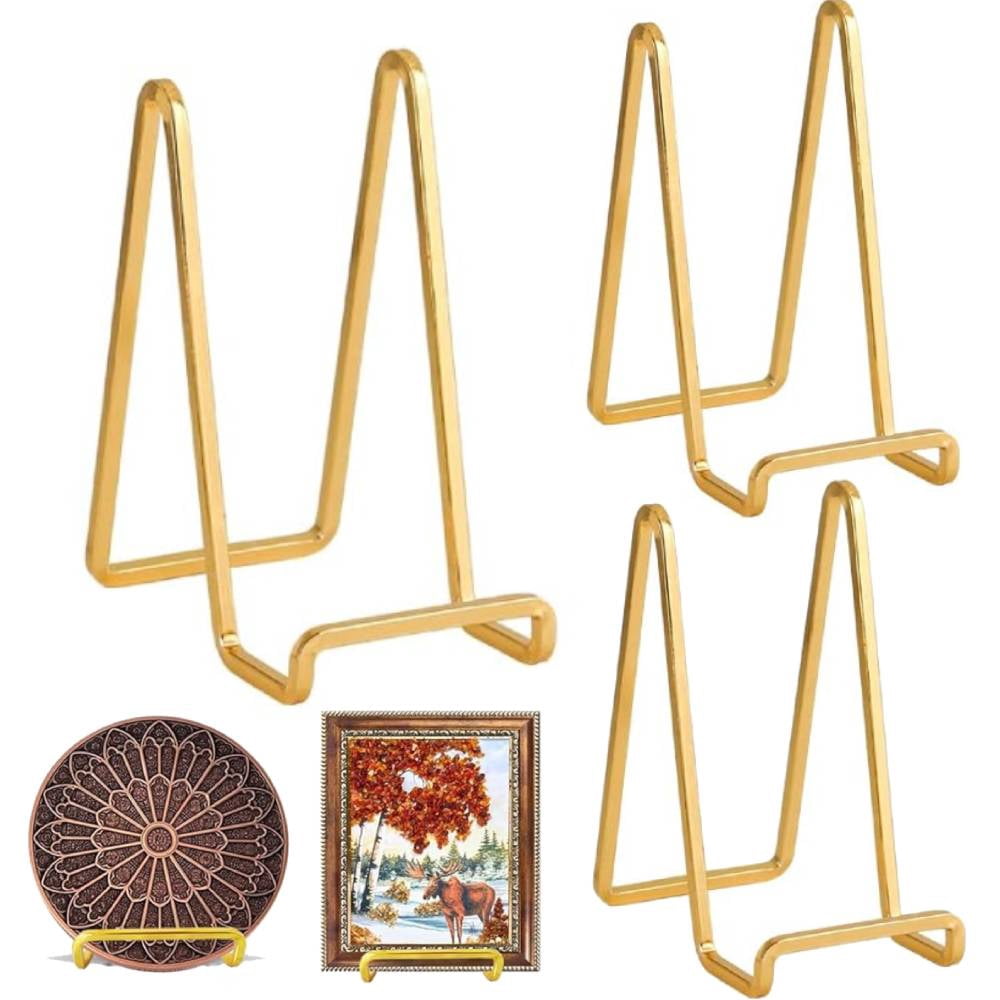 3 Pieces 6 inch Premium Gold Easel Stands, Small Table Top, Decorative ...