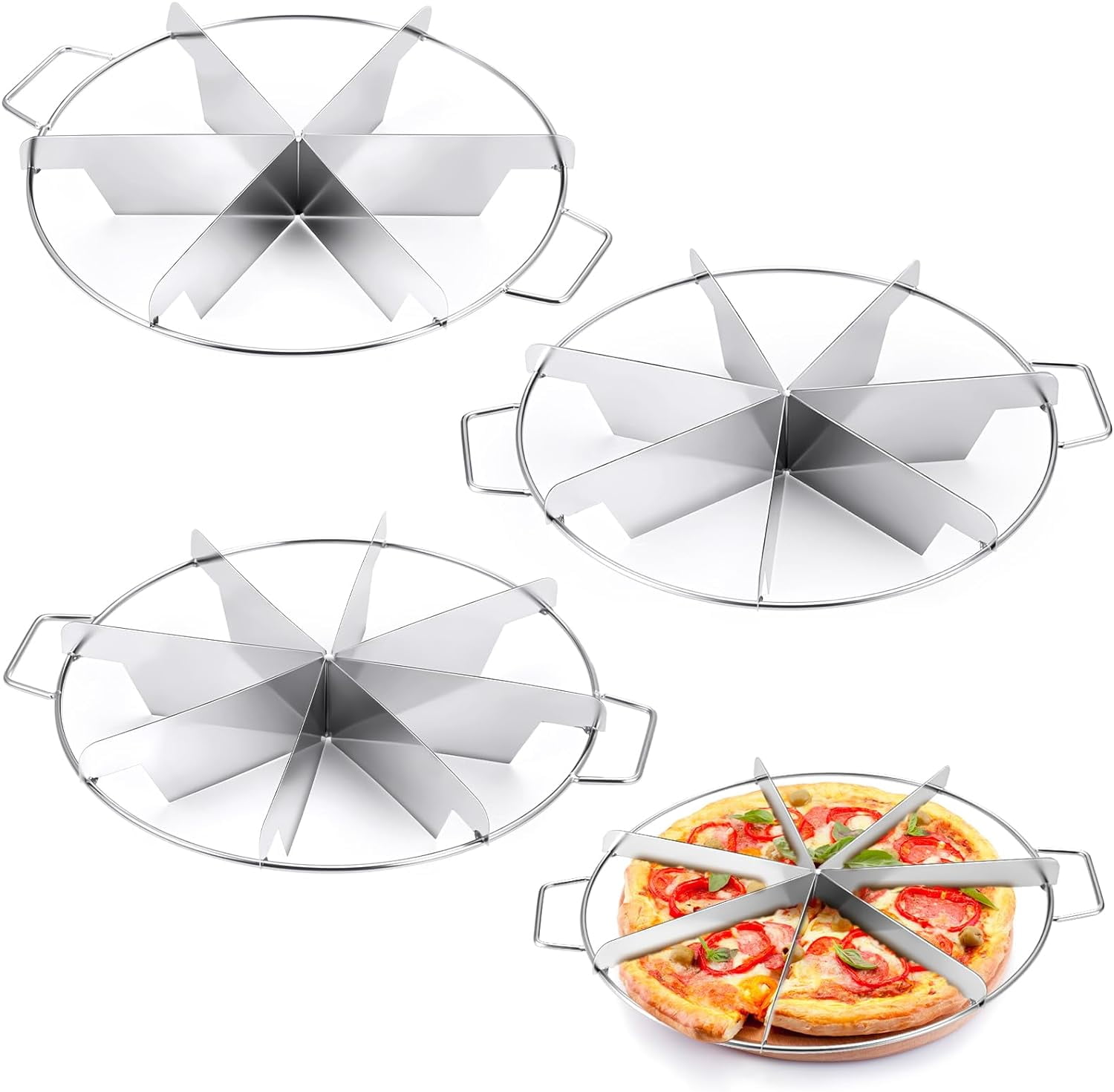 3 Pieces 8-cut, 7-cut and 6-cut Pie Cutter 10.6 Inches Diameter ...