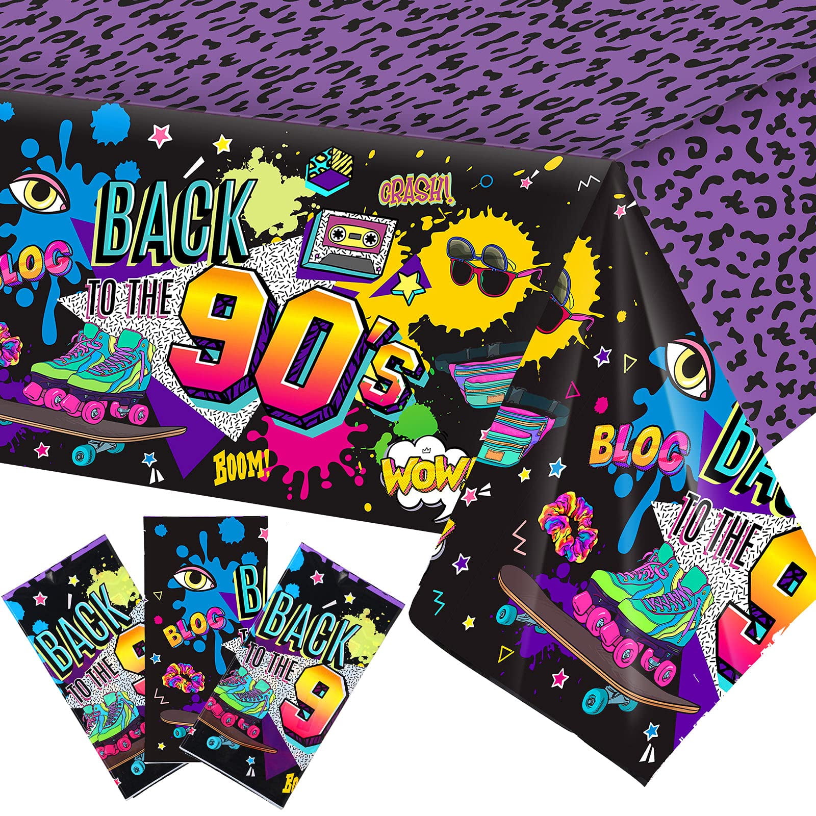 3 Pieces 90s Decorations Large 90s Themed Tablecover Back to the 90s ...