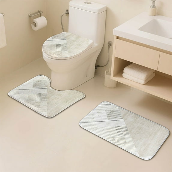 3 Pieces Absorbent Bath Mat Set with Non-Slip Backing, Includes Large ...