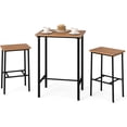 3 Pieces Acacia Wood Patio Bar Set, Space Saving Outdoor Bar Height ...