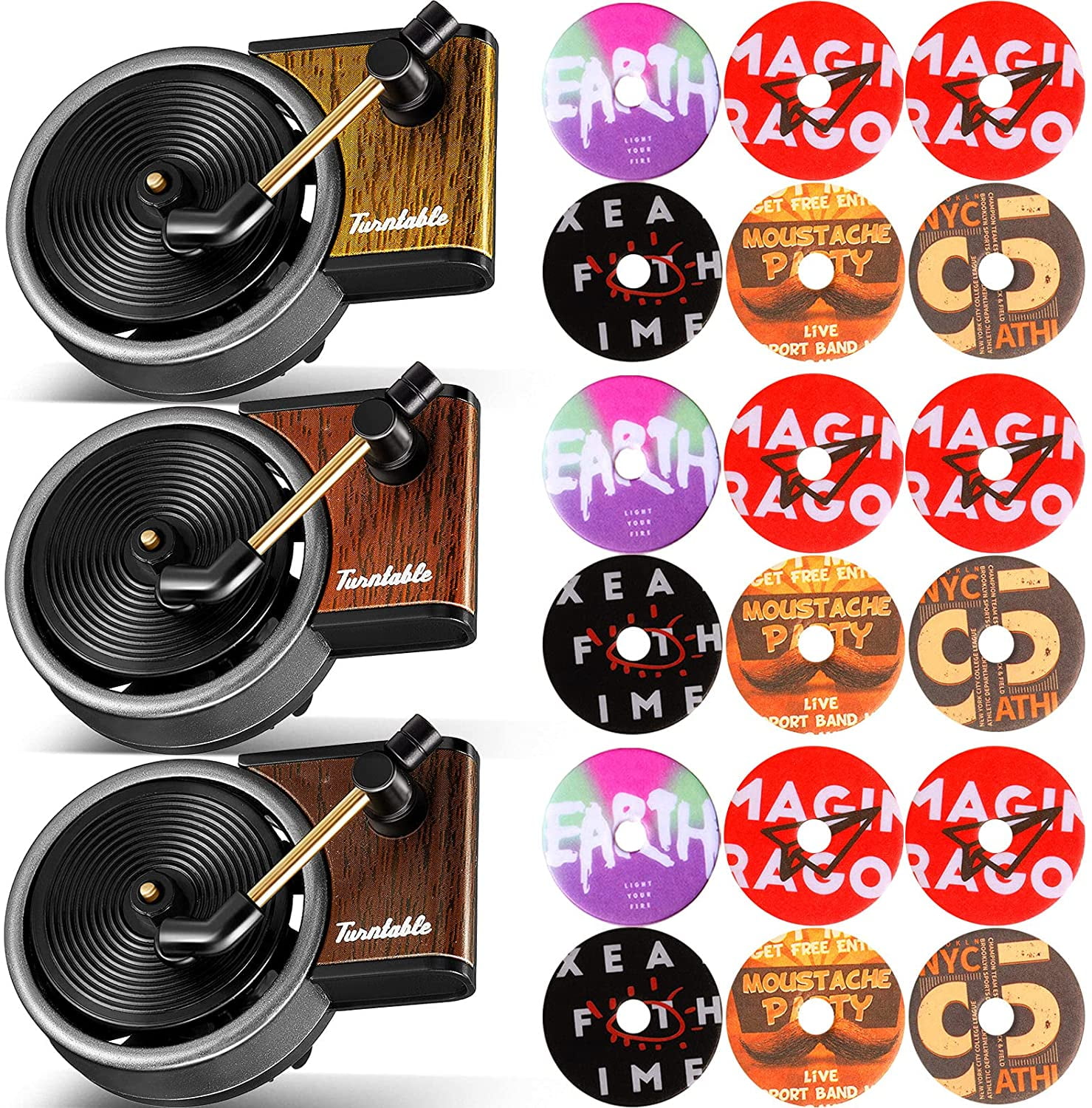 3 Pieces Air Freshener Record Player, Car Vent Clip Fragrance Diffusers ...