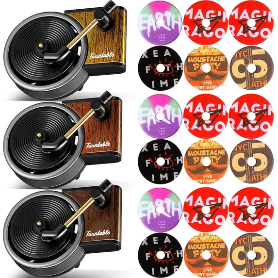 3 Pieces Air Freshener Record Player, Car Vent Clip Fragrance Diffusers ...