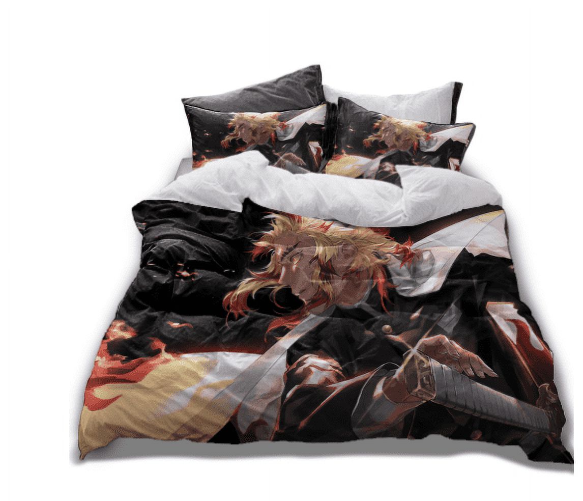 3 Pieces Anime Demon Slayer Duvet Cover & Pillow Cases for Bedroom Soft ...