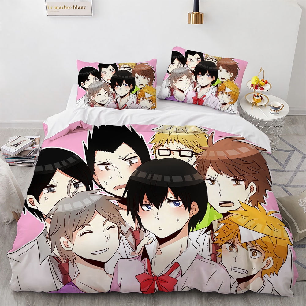 3 Pieces Anime Haikyuu Bedding Comforter Sets King Size Fashion Cartoon ...