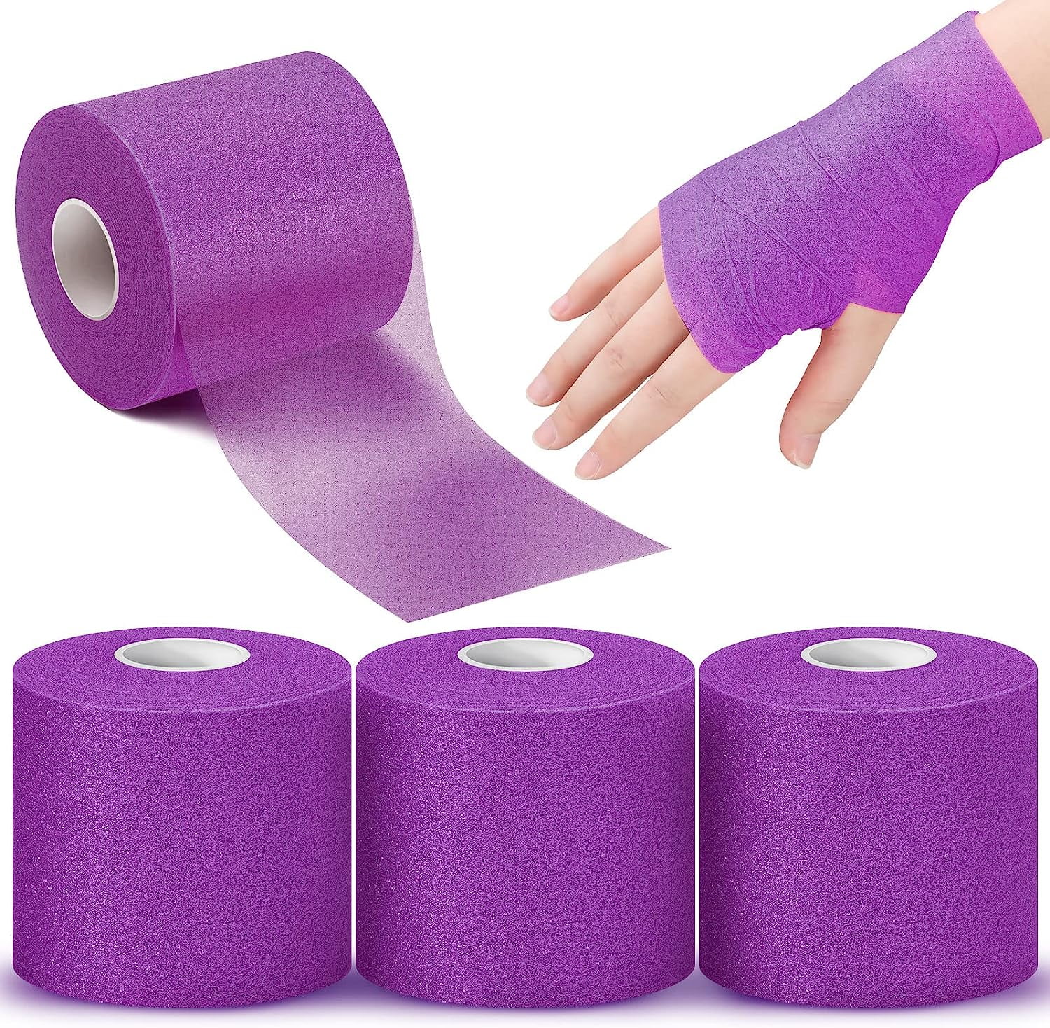 3 Pieces Athletic Pre Wrap Tape for Hair Foam Underwrap Tape Sports Pre ...