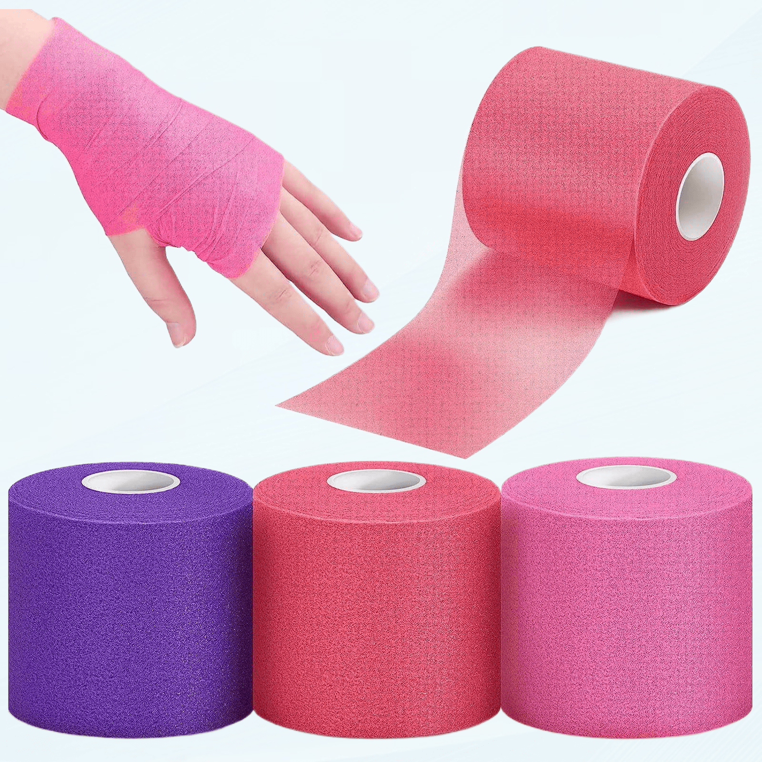 3 Pieces Athletic Pre Wrap Tape for Hair Foam Underwrap Tape Sports Pre ...