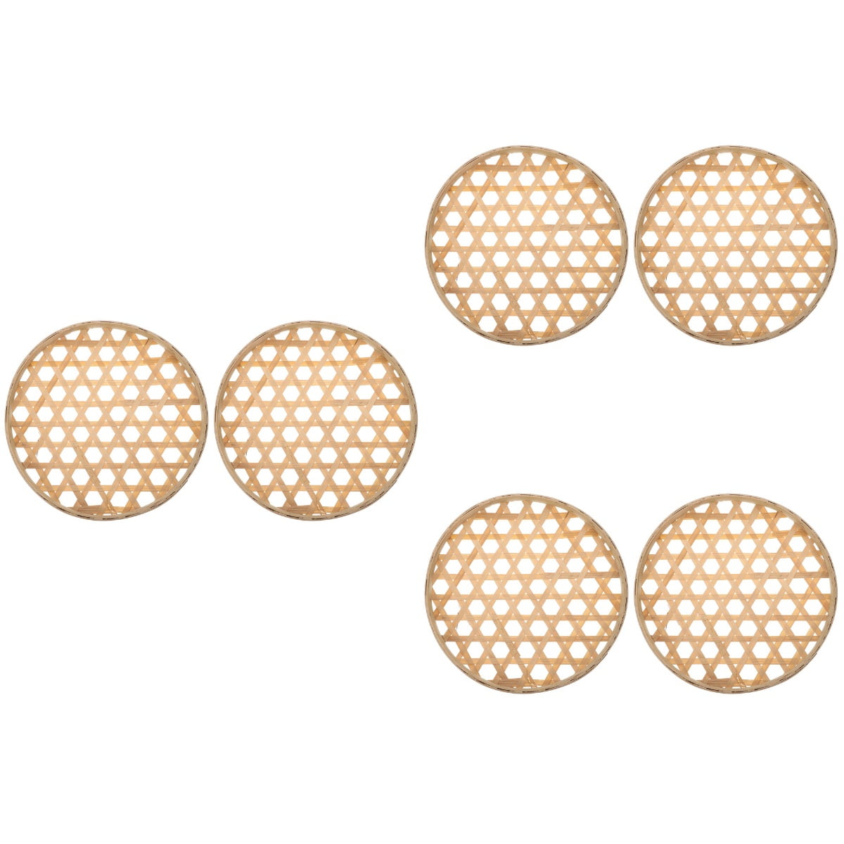 3 Pieces Bamboo Sieve Vegetable Storage Rack Round Basket Fruit Woven ...