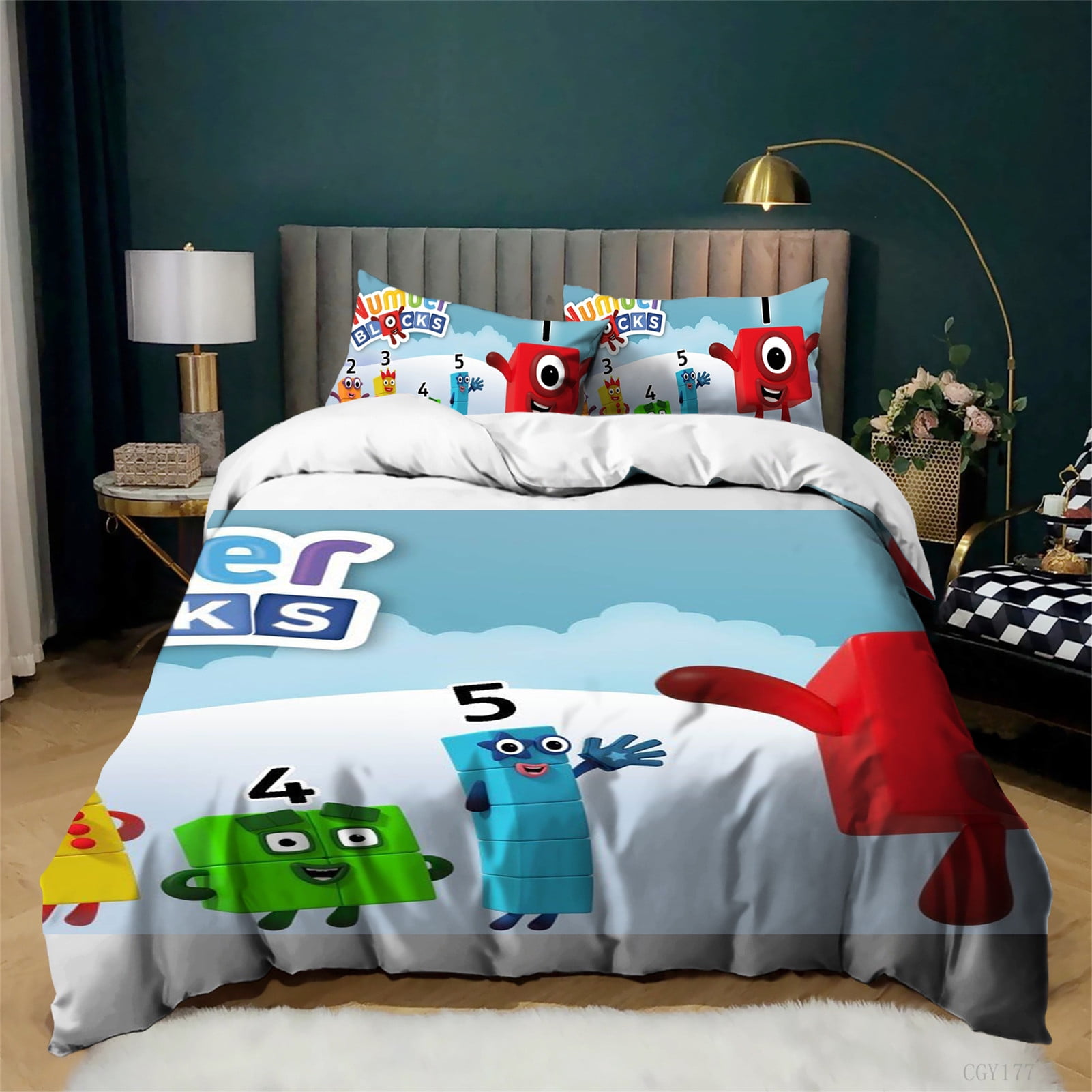 3 Pieces Bedding Duvet Cover Set Cartoon Numberblocks Duvet Cover with ...