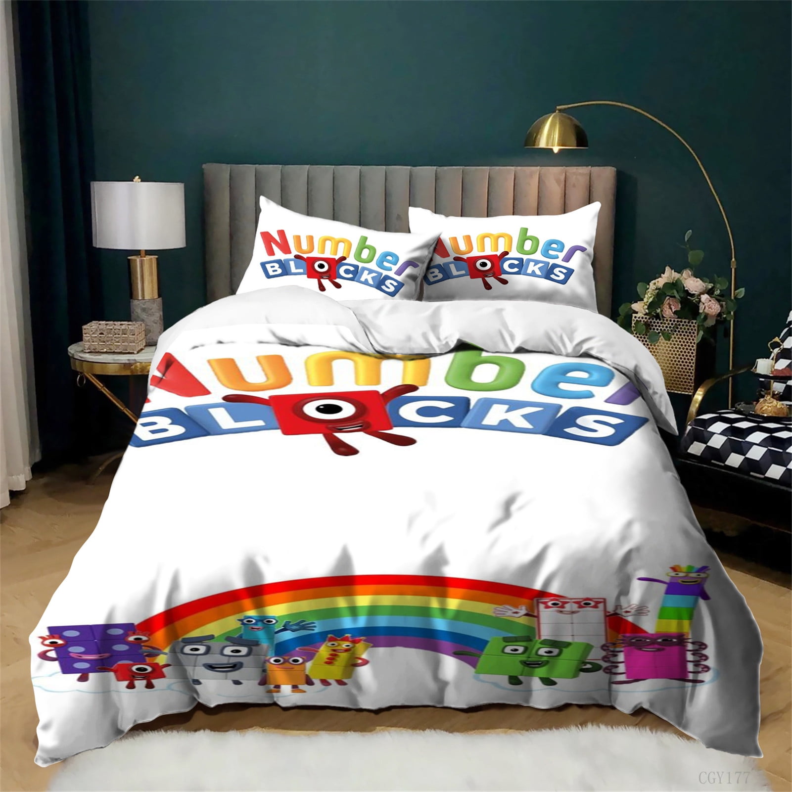 3 Pieces Bedding Duvet Cover Set Cartoon Numberblocks Duvet Cover with ...