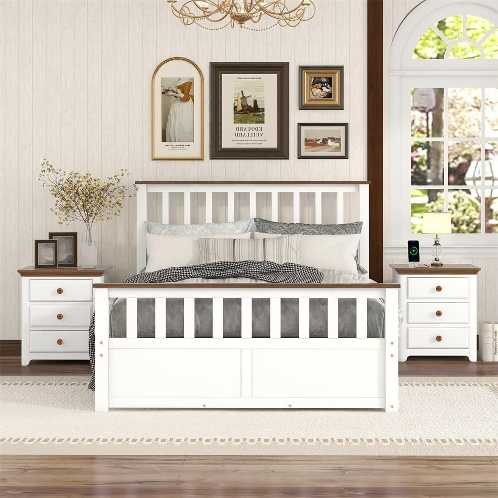 3 Pieces Bedroom Sets include Full Size Platform Bed and 2 Nightstands ...