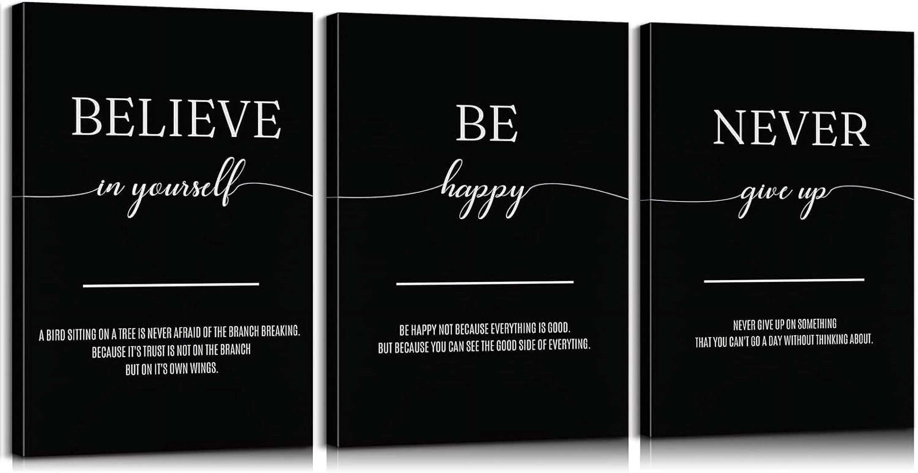 3 Pieces Believe in Yourself Motivational Canvas Wall Art Be Happy ...