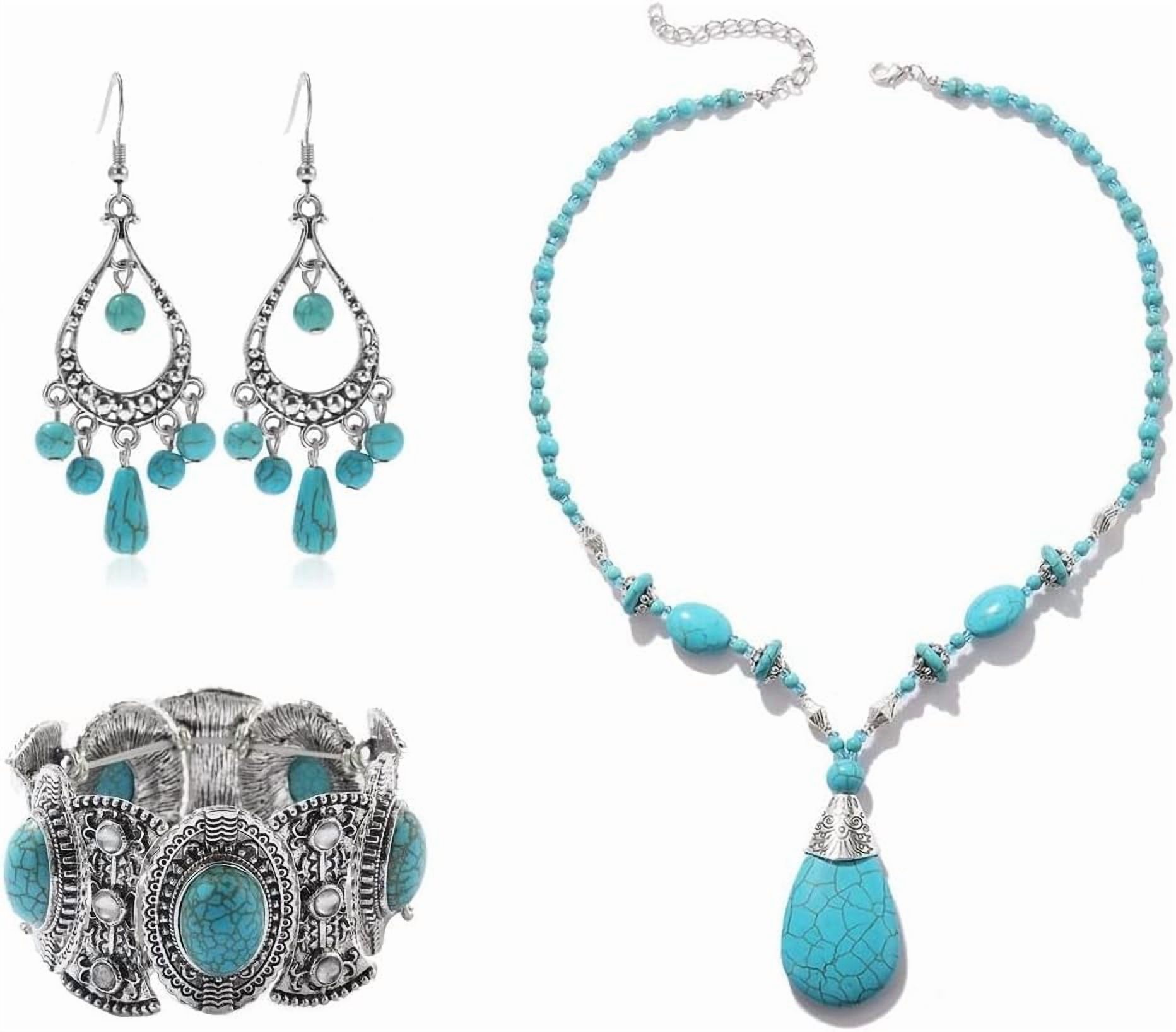 3 Pieces Best Bohemian Turquoise Set Turquoise Beads Pendant Necklace ...