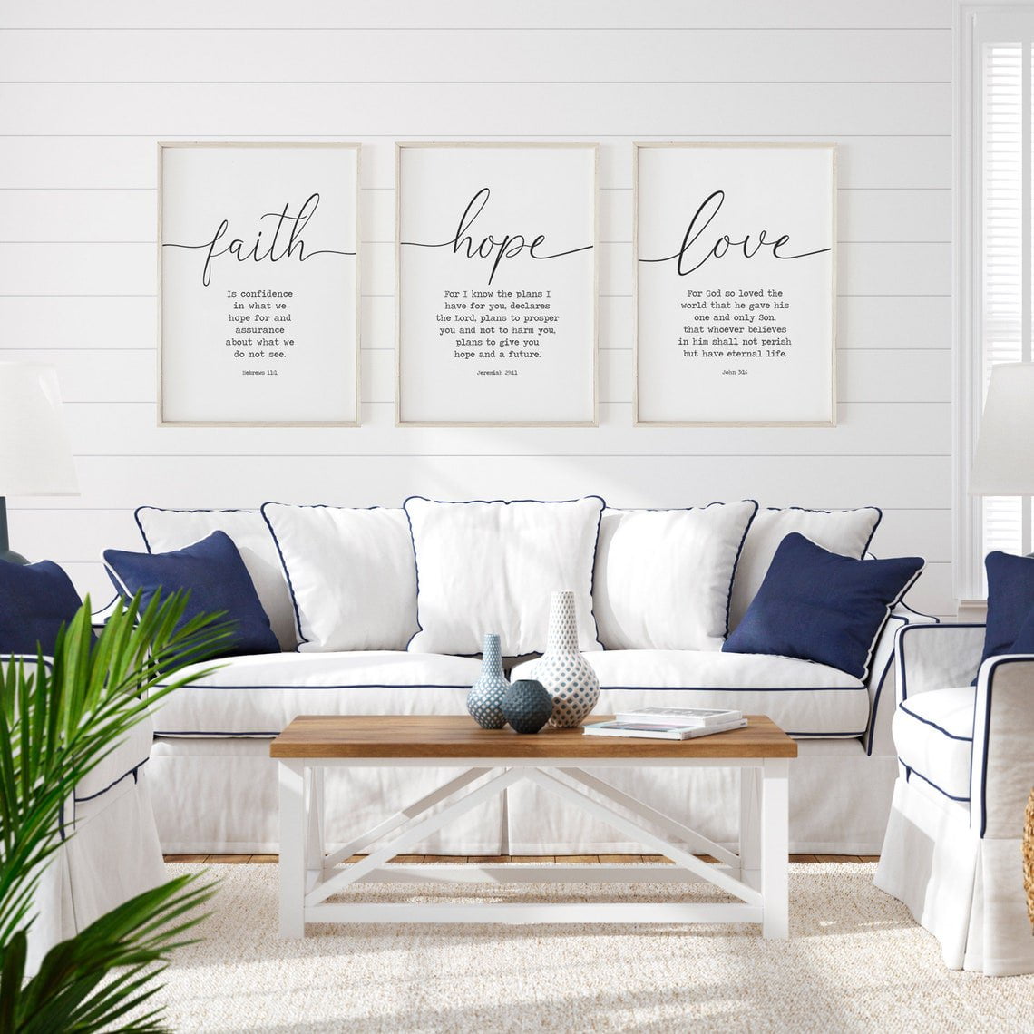 3 Pieces Bible Verse Poster Print Faith Hope Love Wall Art Canvas ...
