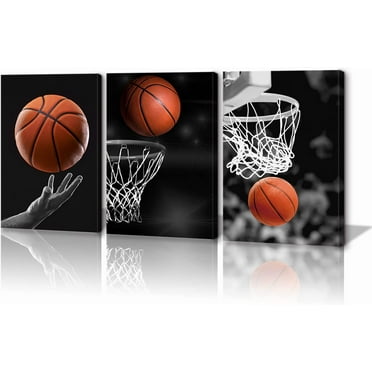 AVOI Basketball Art Prints Black and White Wall Art Antique Basketball and Low Angle View ...