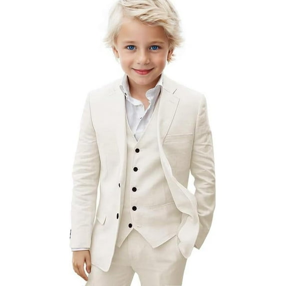 3 Pieces Boys' Suit Linen Slim Fit boys Suits Summer Beach Wedding ...