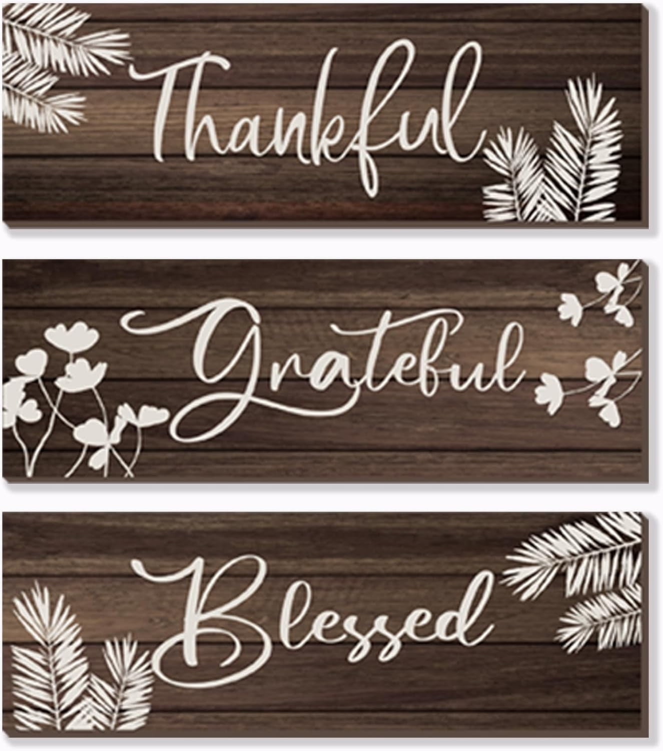 3 Pieces Brown Bathroom Decor Farmhouse Kitchen Wall Decor Rustic Brown ...