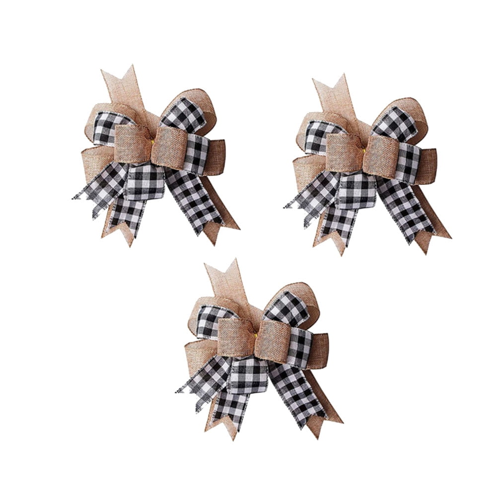 3 Pieces Buffalo Plaid Burlap Bows Christmas Wreath Bow Rustic Tree ...