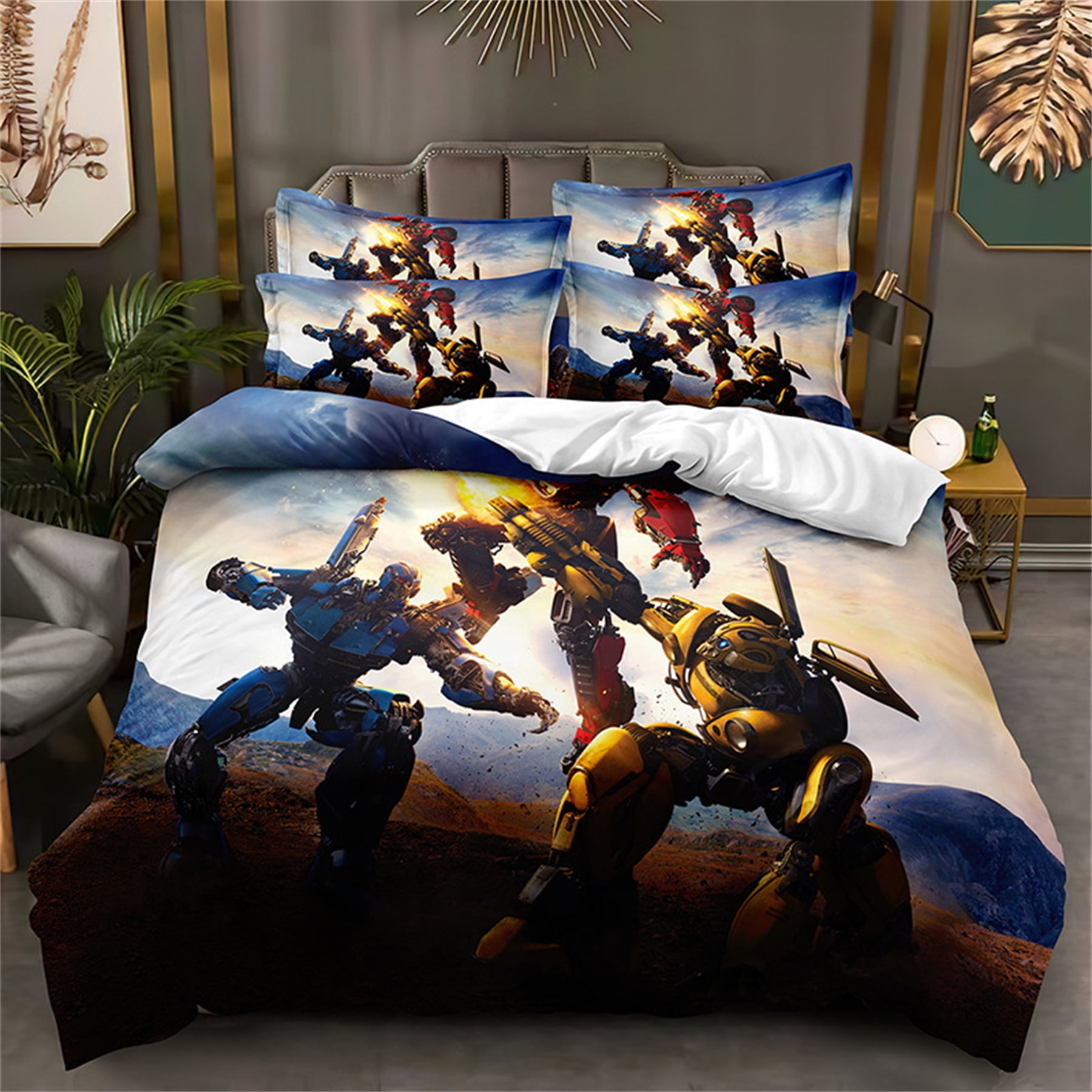 3 Pieces Bumblebee Bedding Set Optimus Prime Duvet Cover Set Full Size ...