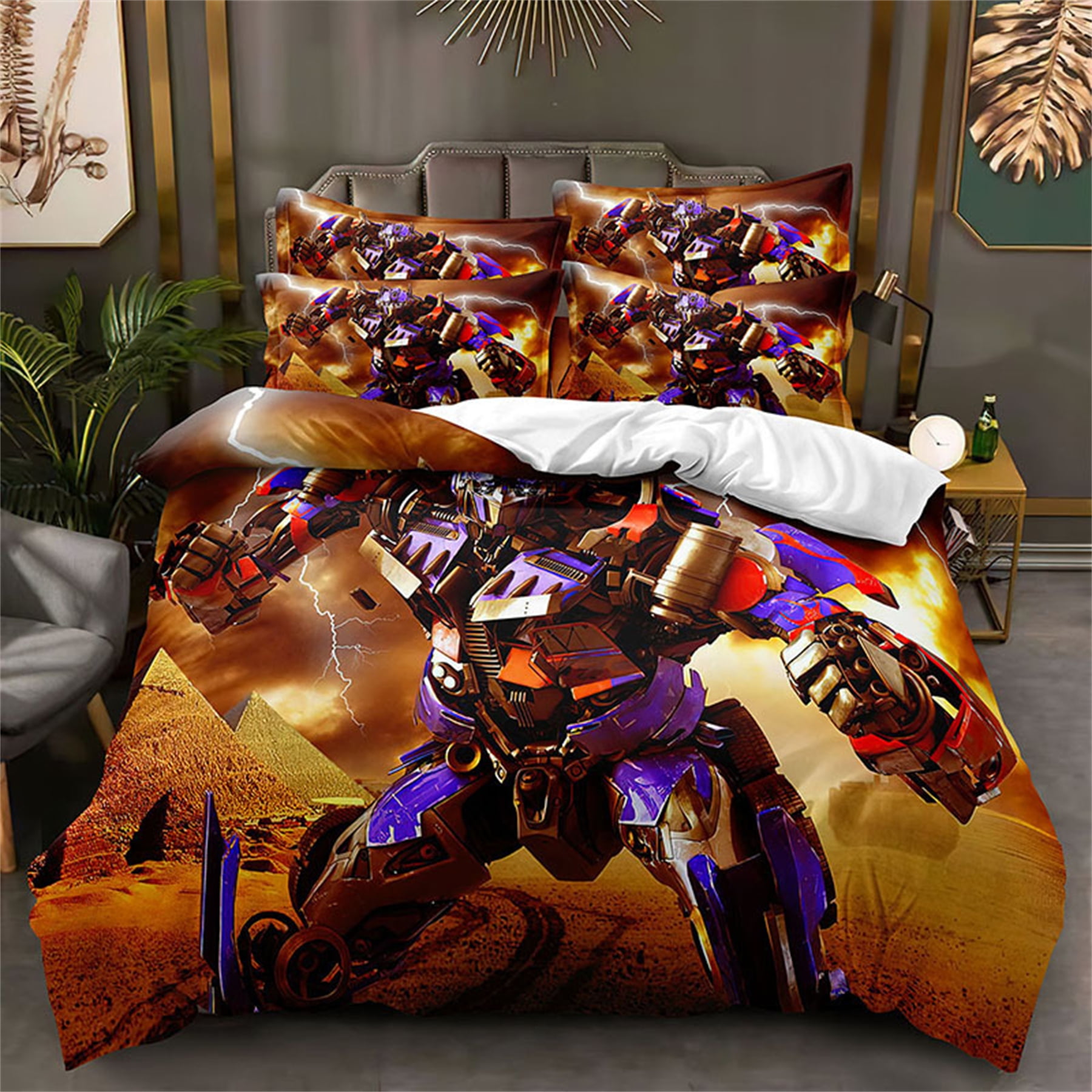 3 Pieces Bumblebee Bedding Set Optimus Prime Duvet Cover Set Full Size ...