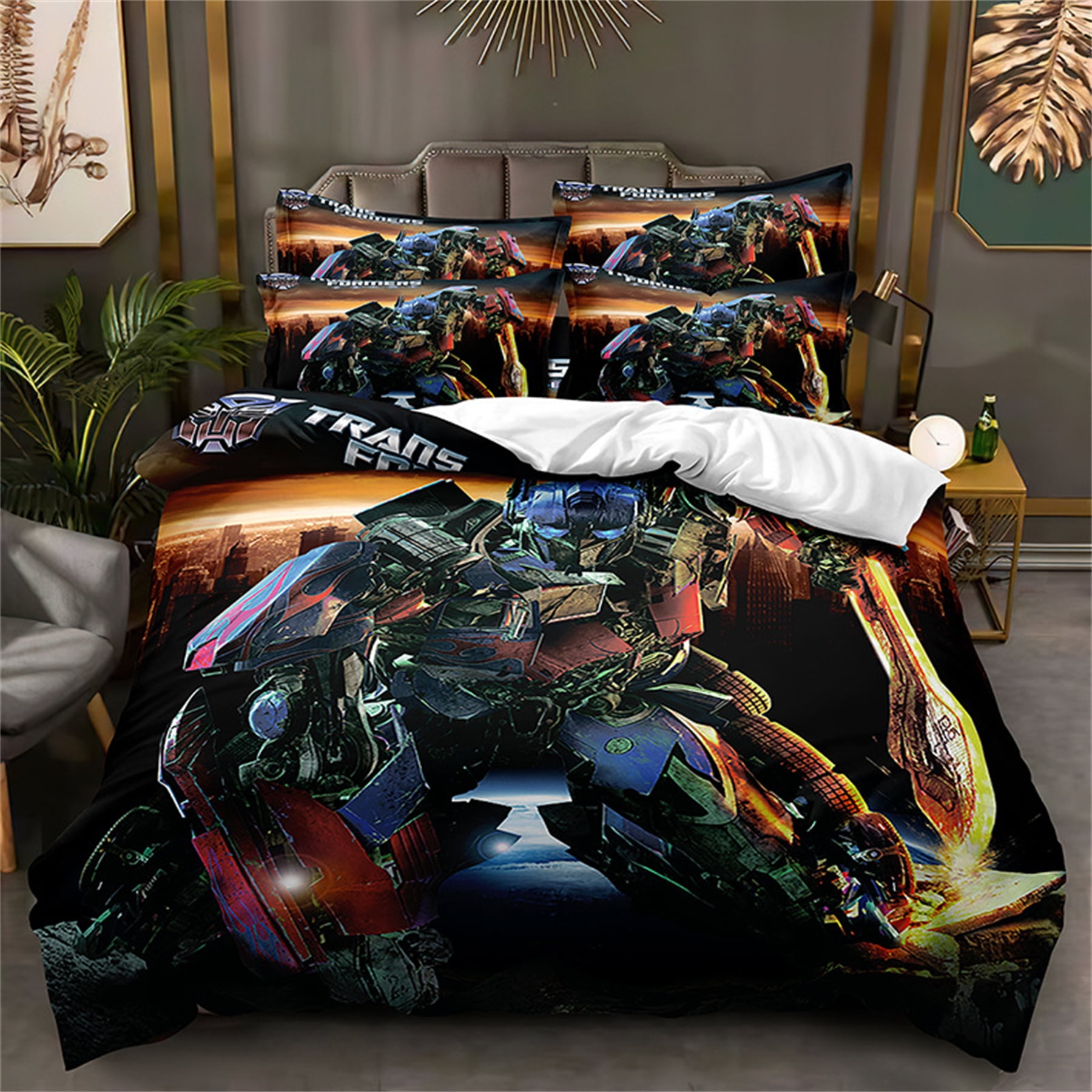 3 Pieces Bumblebee Bedding Set Optimus Prime Duvet Cover Set Full Size ...