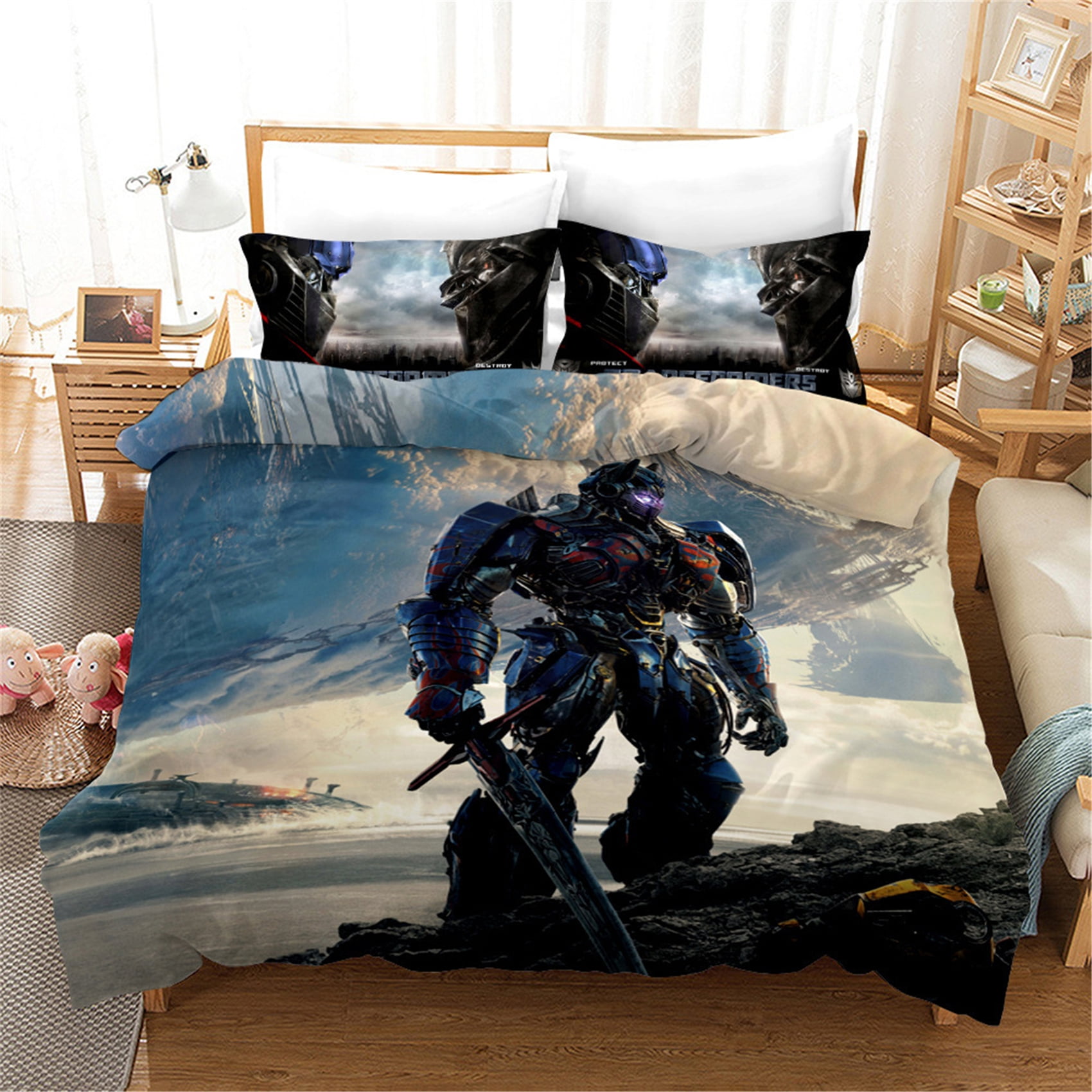 3 Pieces Bumblebee Optimus Prime Bedding Set Light-Weight Quilt Cover ...