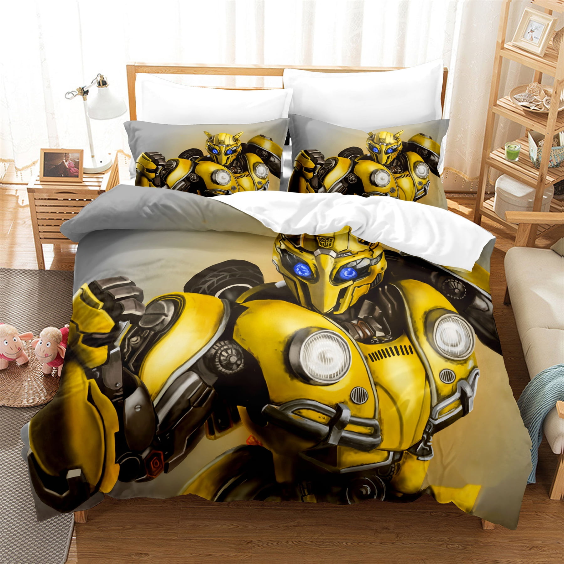 3 Pieces Bumblebee Optimus Prime Bedding Set Light-Weight Quilt Cover ...