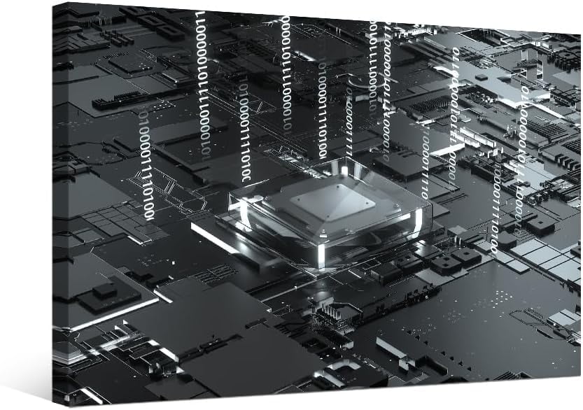 3 Pieces CPU Concept Wall Art Canvas Computer Chip Pictures for Bedroom ...