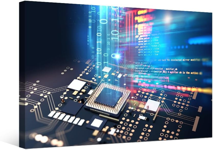3 Pieces CPU Concept Wall Art Canvas Computer Chip Pictures for Bedroom ...