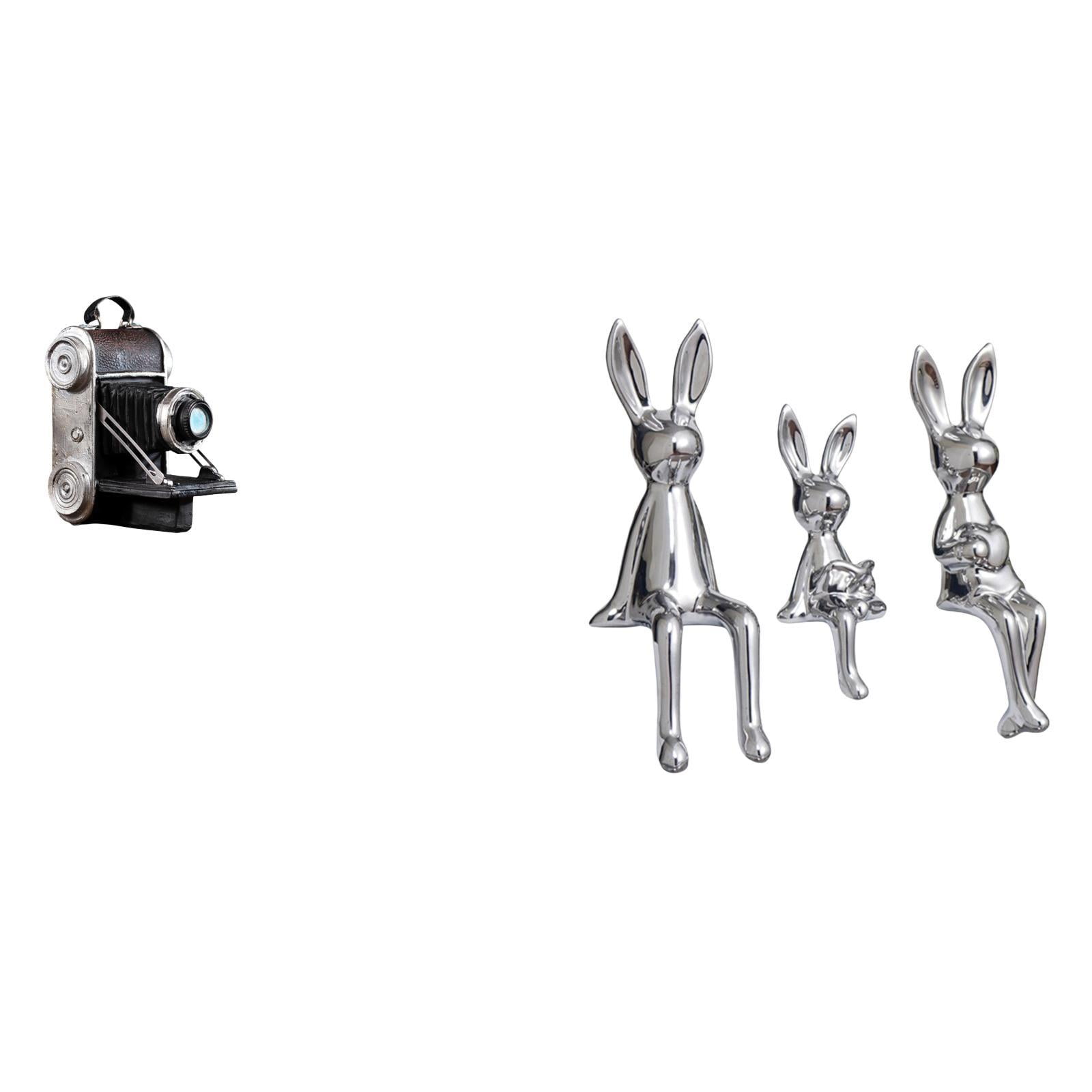 3 Pieces Camera Statue Bunny Figurine Sculpture Resin Material for ...