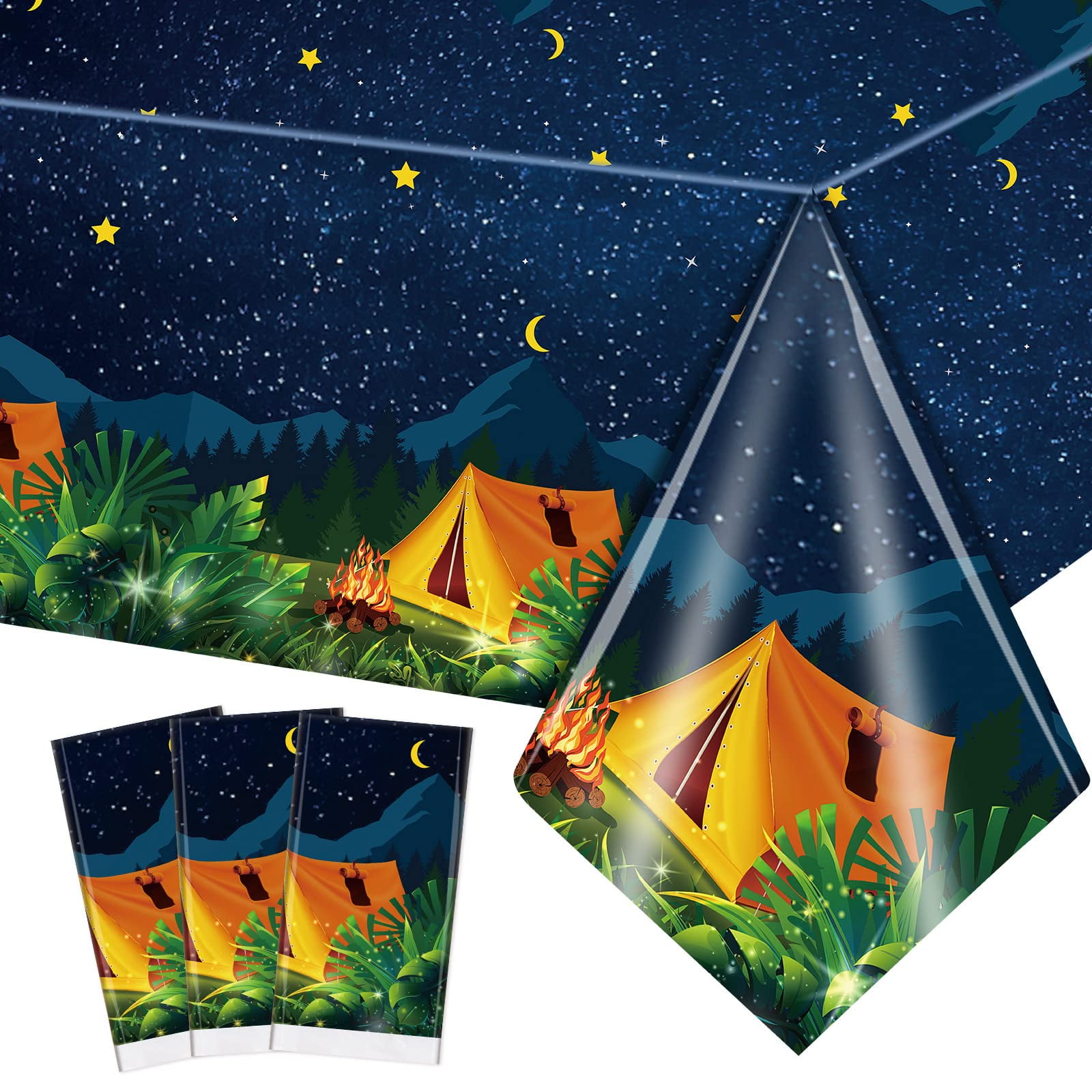 3 Pieces CampingTRDN Tablecloth Party Decorations Campfire Plastic ...