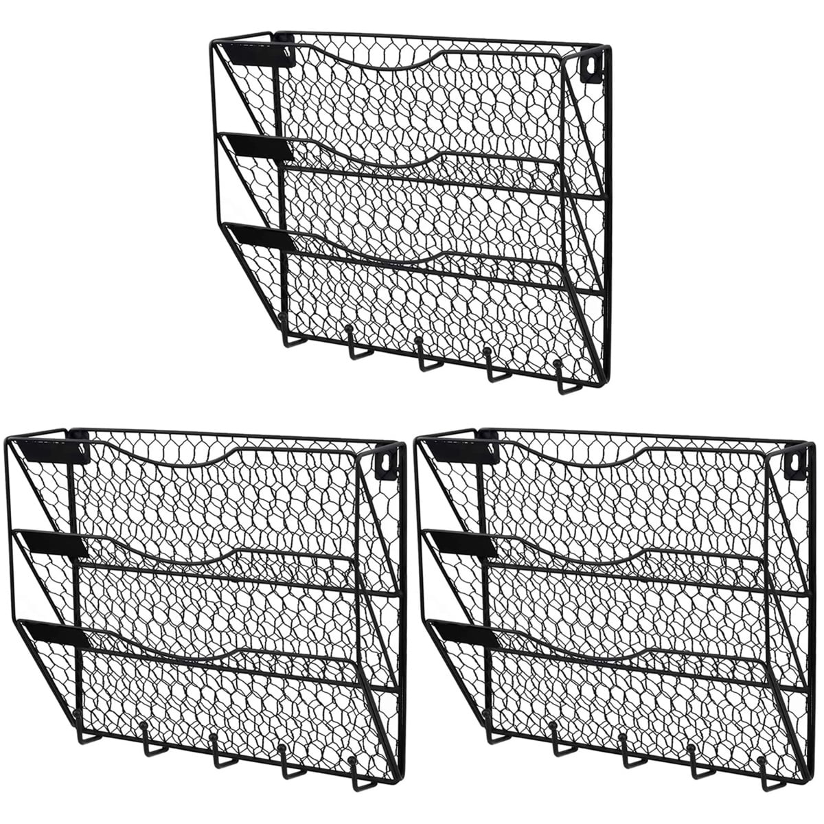 3 Pieces Can Hangers Magazine Display Stand Wall Storage Basket Mounted ...