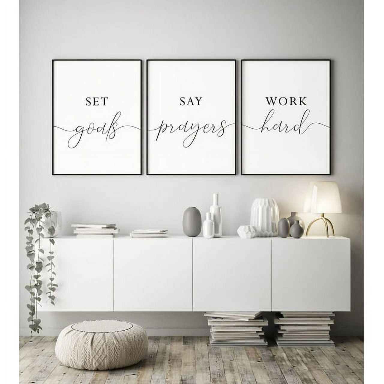 3 Pieces Canvas Print Set Goals,Say Prayers,Work Hard Poster Painting ...