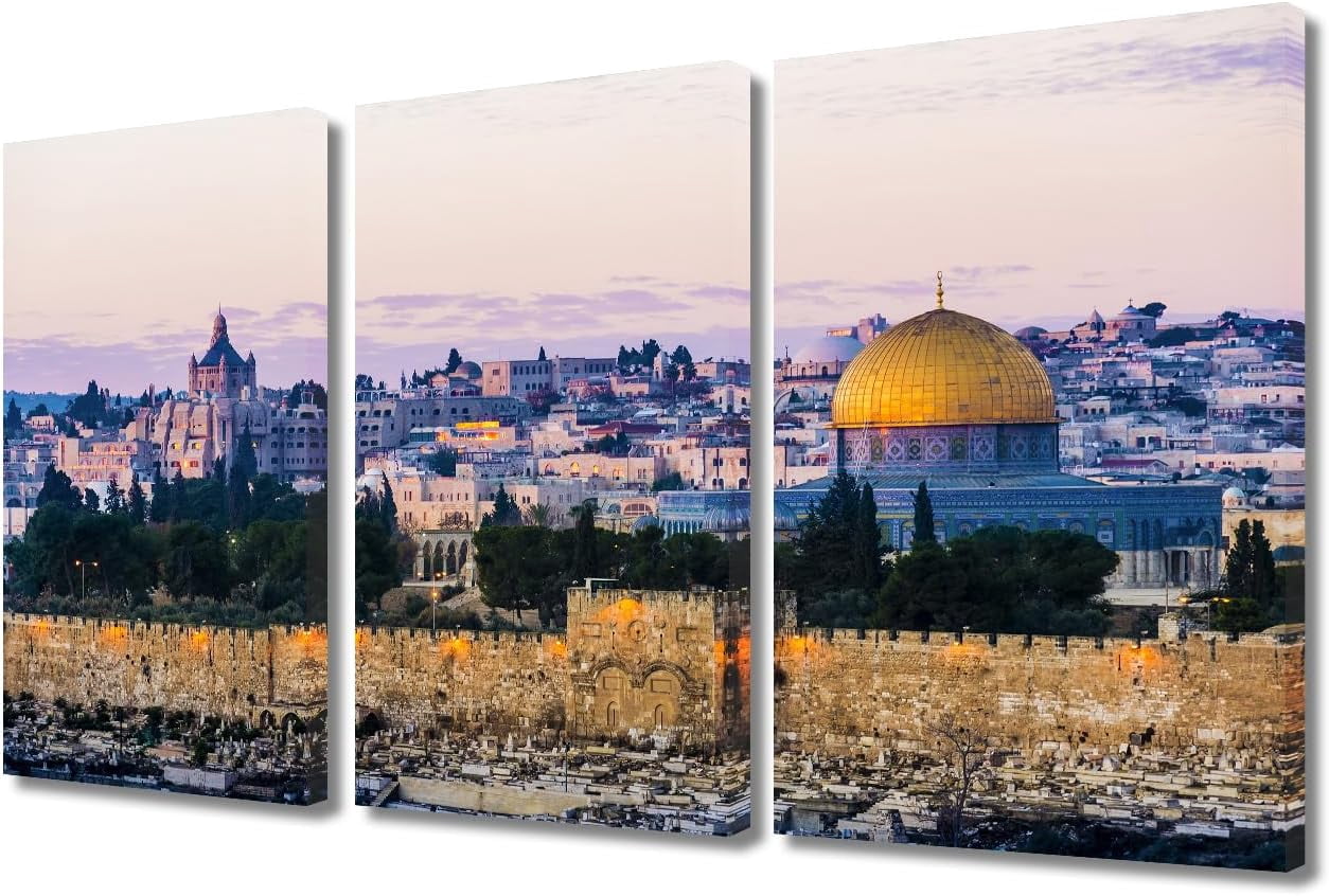 3 Pieces Canvas Prints Temple Mount Wall Art Modern Home Decor Judaism ...