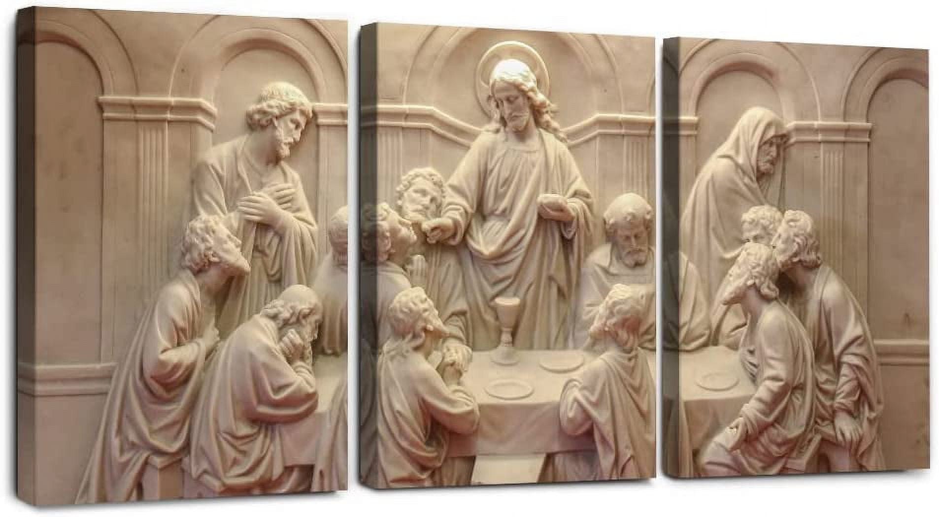 3 Pieces Canvas Wall Art Picture The Last Supper Sculpture Style Paintings on Canvas 12 Apostles ...
