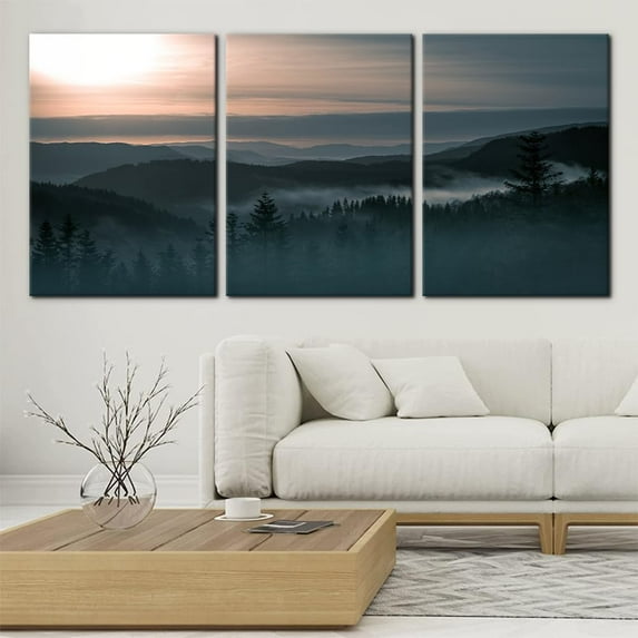3 Pieces Canvas Wall Art Print Set - Aerial View of Green Forest Wall ...