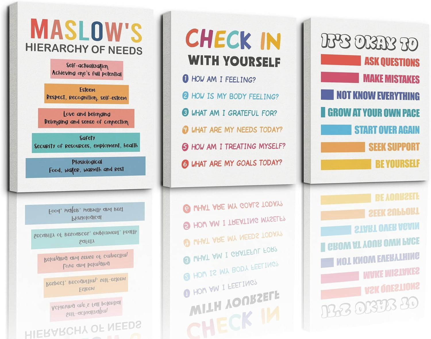 3 Pieces Canvas Wall Art, Therapy Wall Art, Growth Mindset Canvas ...