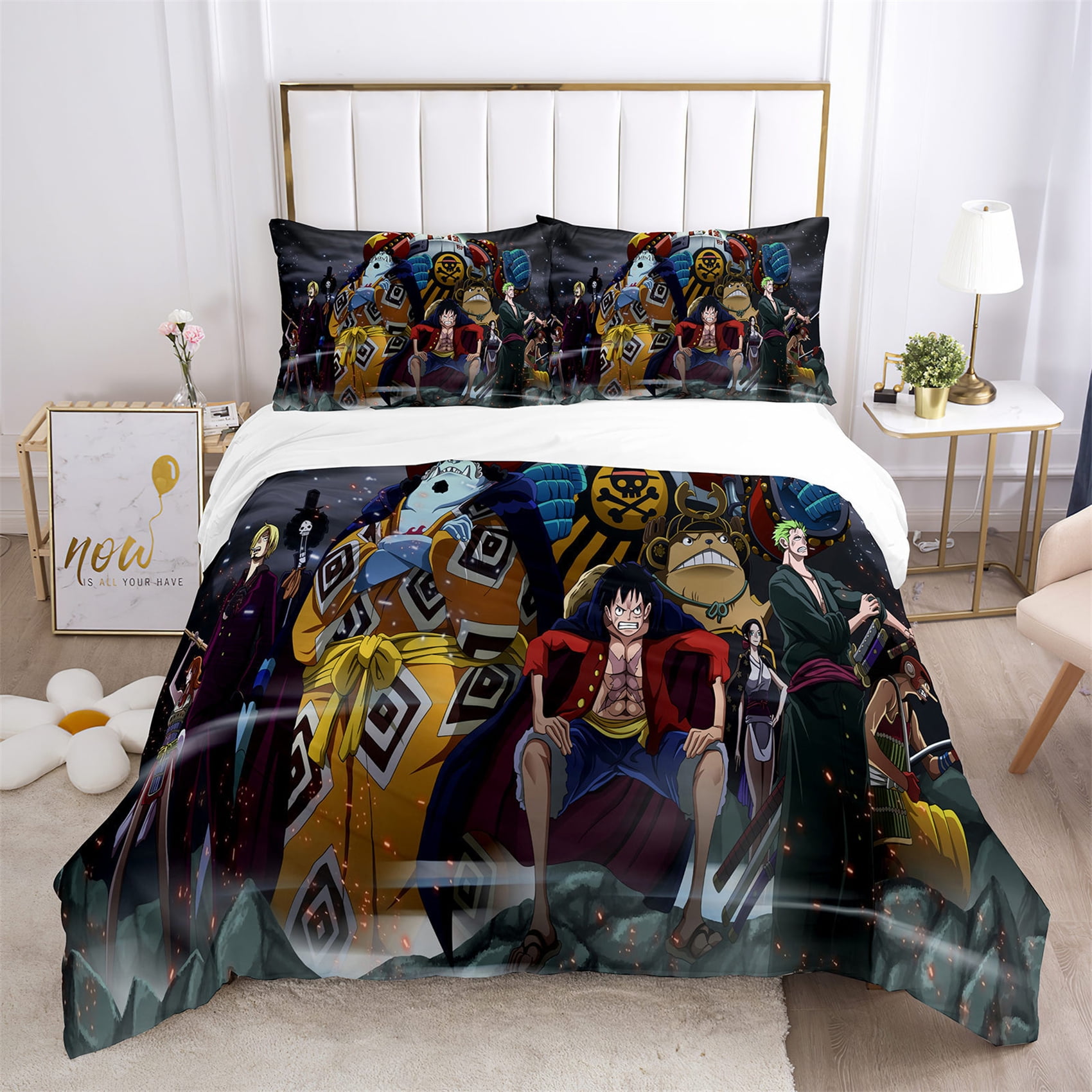 3 Pieces Cartoon One Piece Bedding Set Soft and Breathable Quilt Cover ...