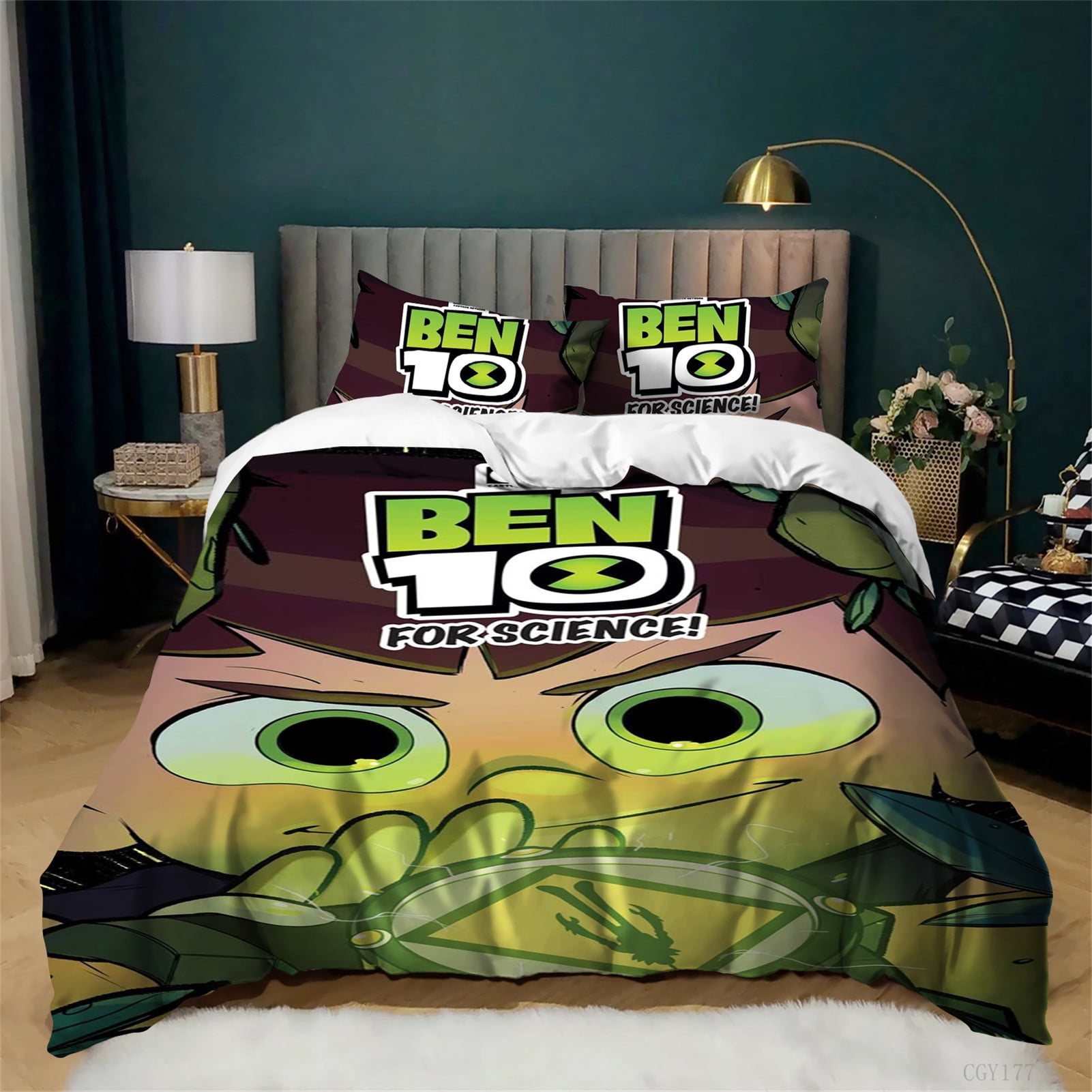 3 Pieces Cartoon Soft Duvet Cover Set Ben 10 Comforter Set Lightweight ...