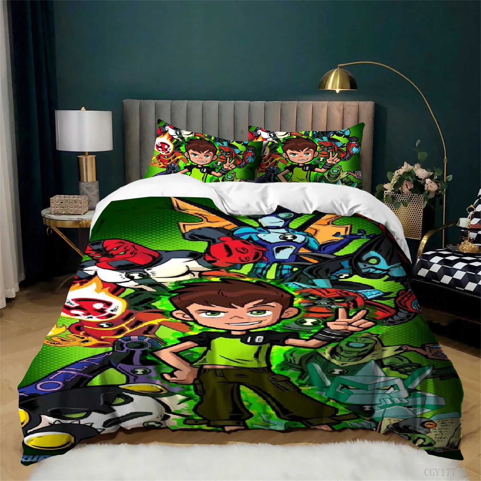 3 Pieces Cartoon Soft Duvet Cover Set Ben 10 Comforter Set Lightweight ...