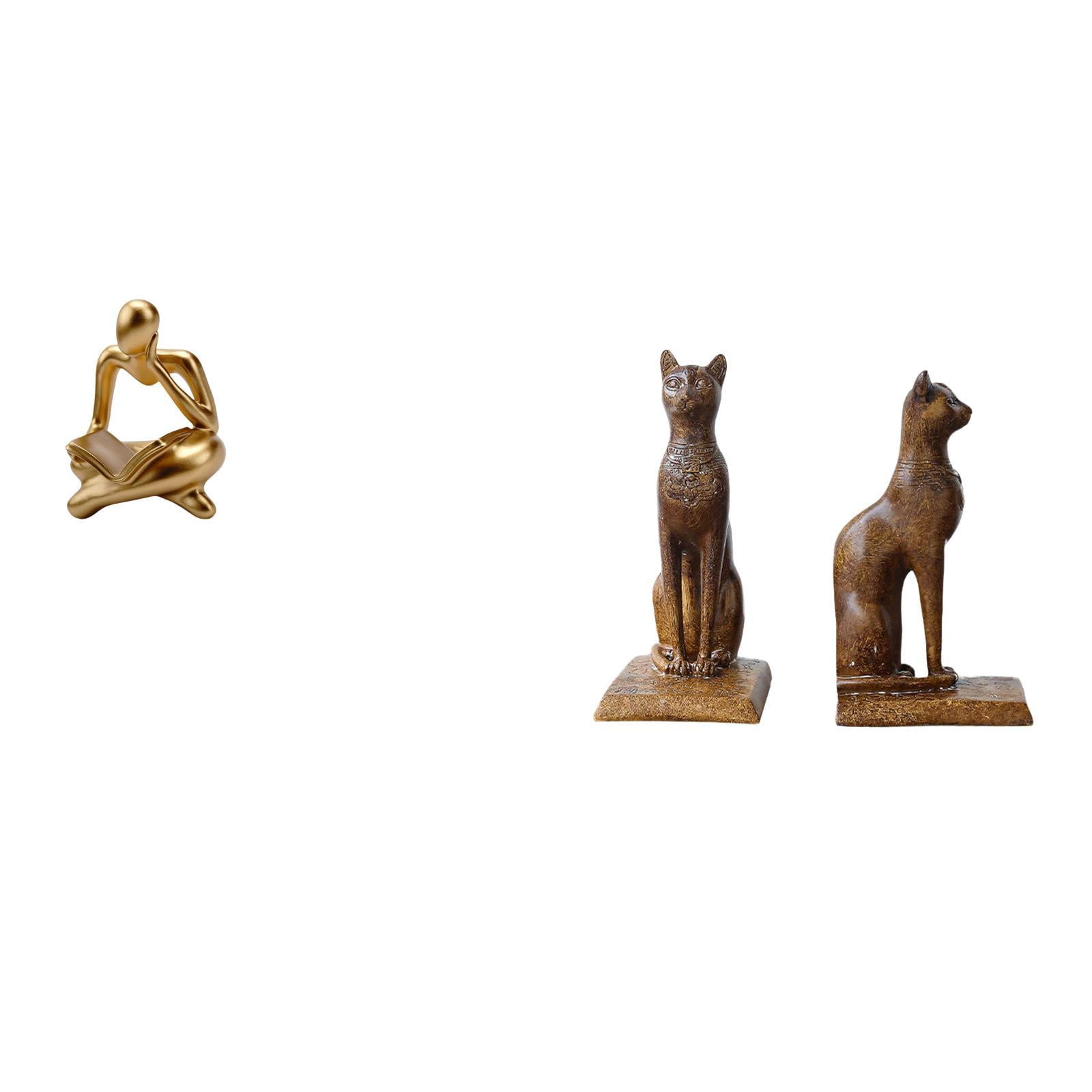 3 Pieces Cat Statue Bookends Abstract Reader Figurine Resin Craft for ...