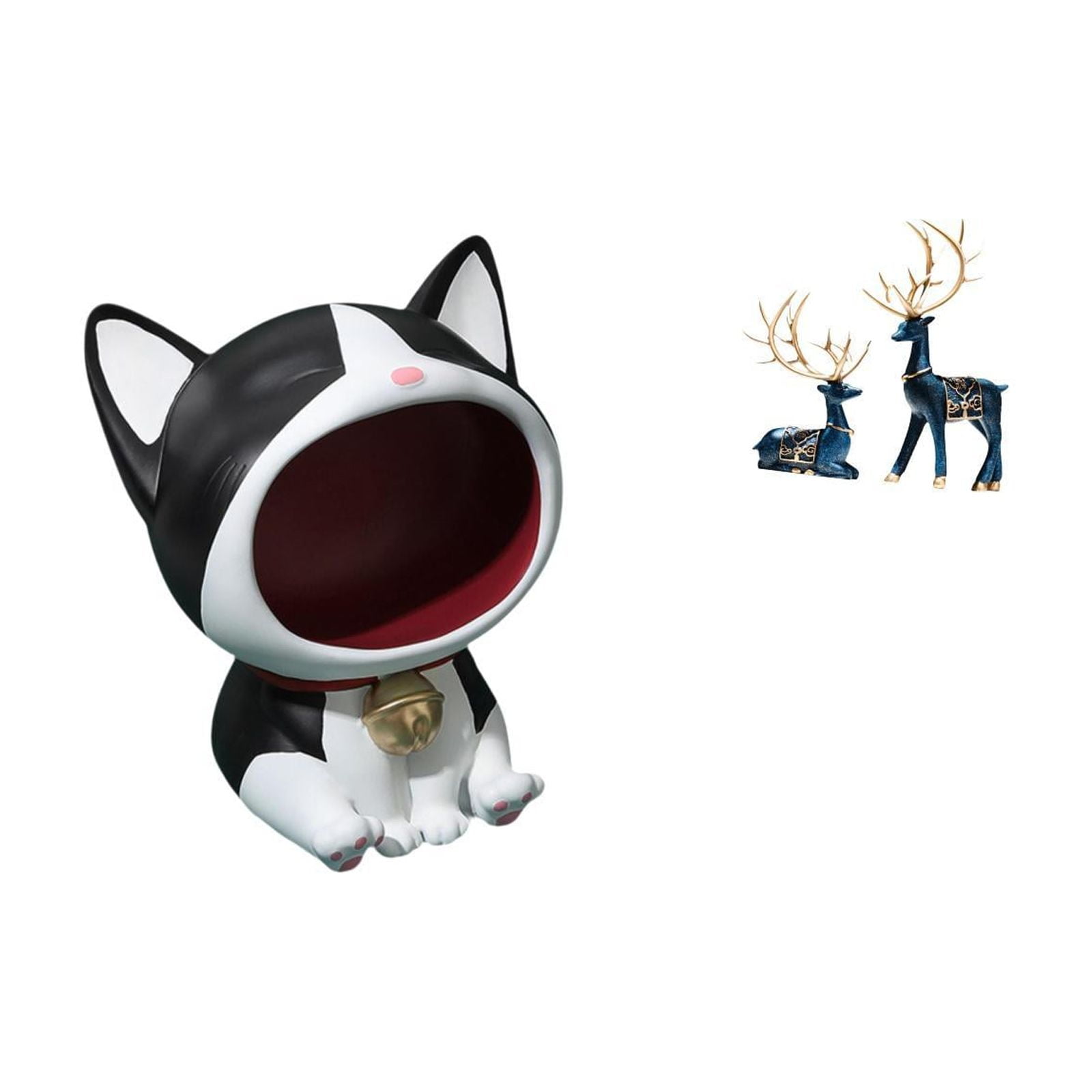 3 Pieces Cat Statue Reindeer Sculpture Elk Deer Figurine Resin Material ...