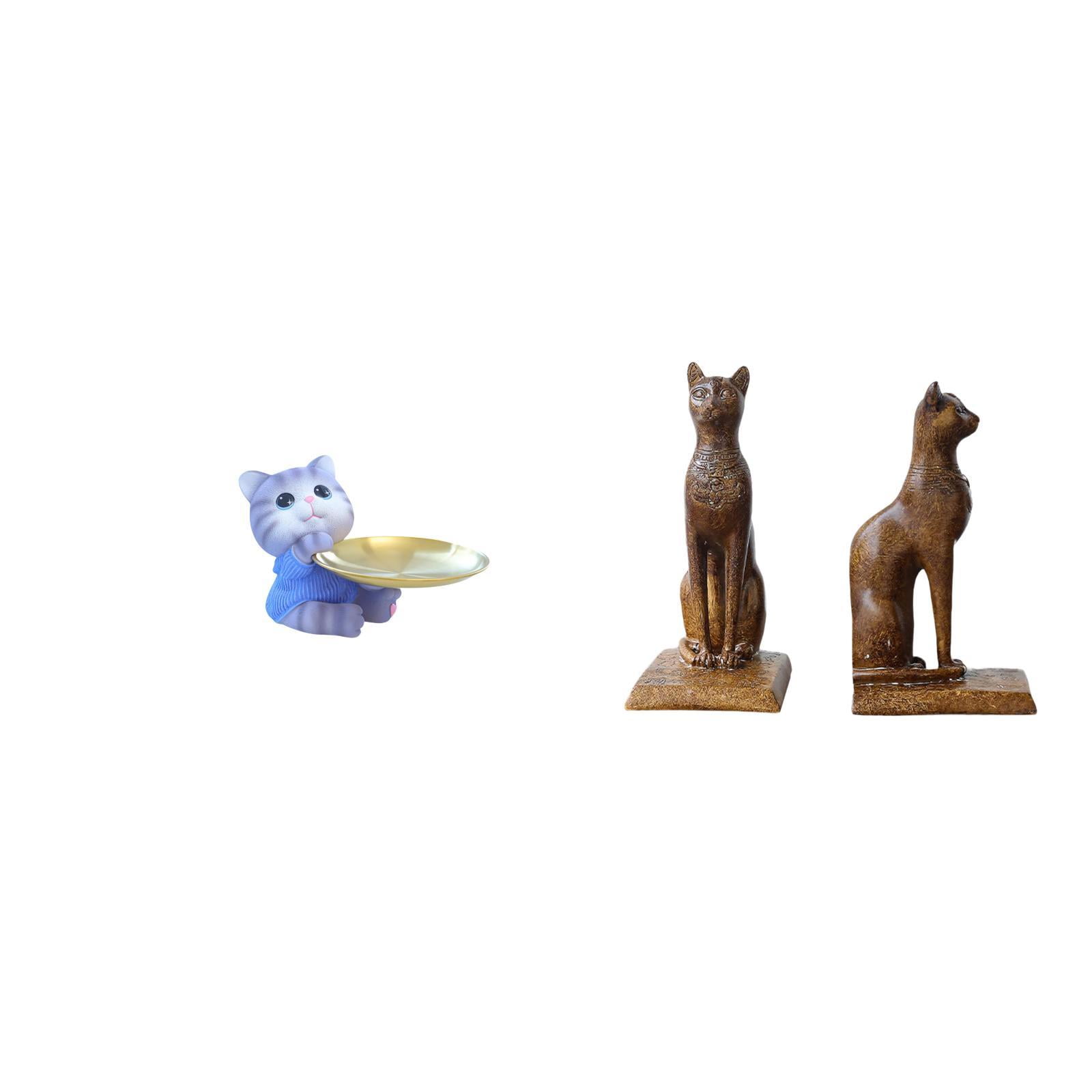 3 Pieces Cat Tray Bear Statue Bookend Sturdy Resin Key Holder ...