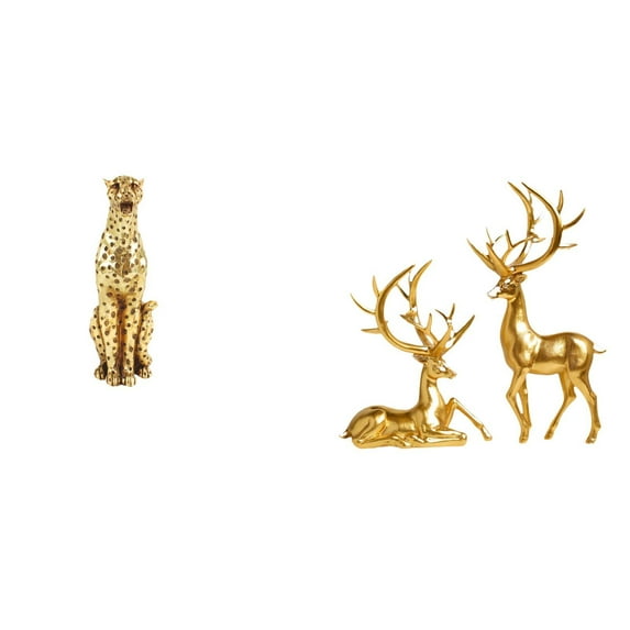 3 Pieces Cheetah Figurine Deer Sculpture Table Ornament Resin Material ...