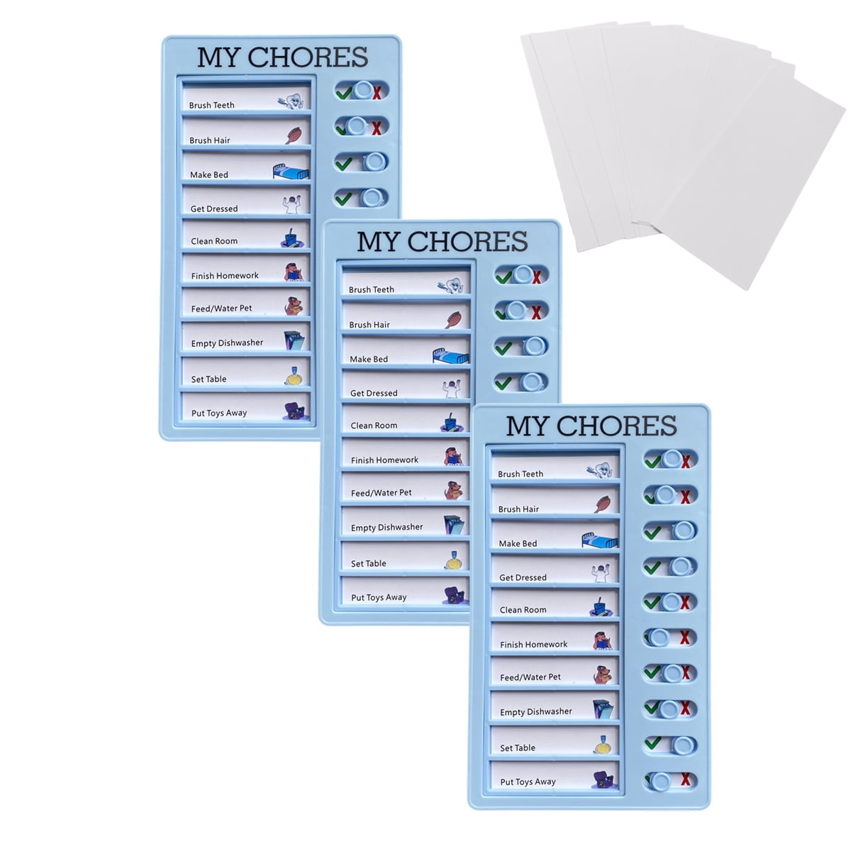 3 Pieces Chore Chart For Kids,Portable Chore Chart Memo Plastic Board - Detachable Message Board ...