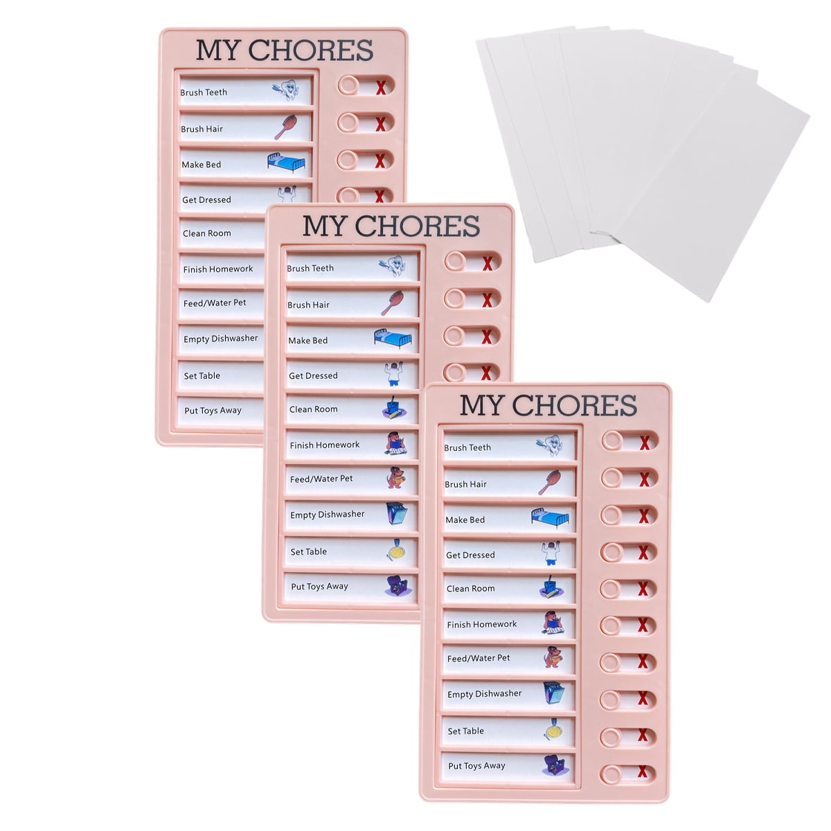 3 Pieces Chore Chart For Kids,Portable Chore Chart Memo Plastic Board - Detachable Message Board ...