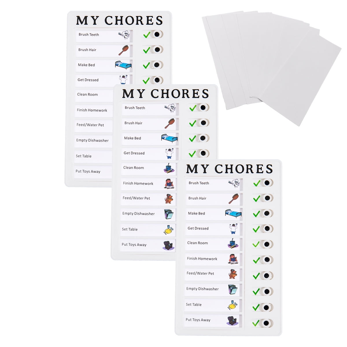3 Pieces Chore Chart for Kids,Portable Chore Chart Memo Plastic Board - Detachable Message Board ...