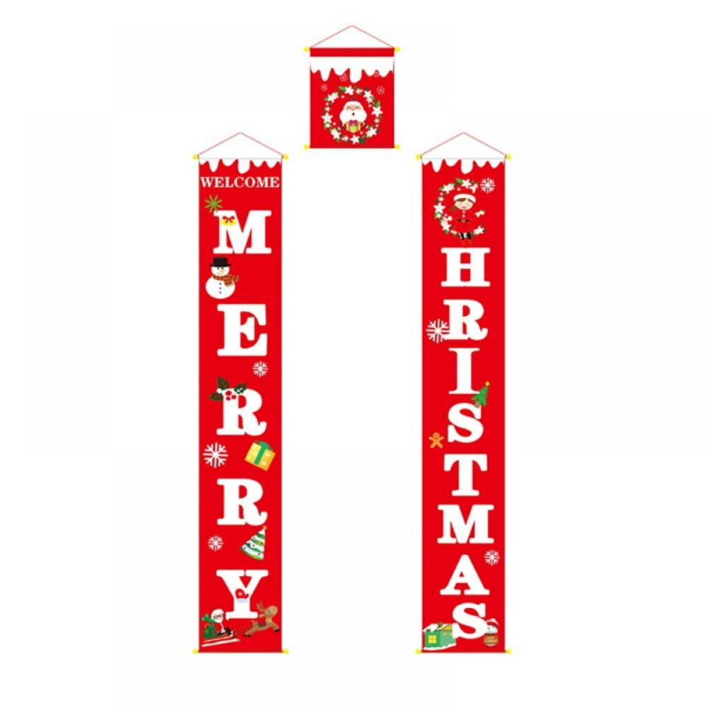 3 Pieces Christmas Decorations Door Banner Decor Porch Sign Merry ...